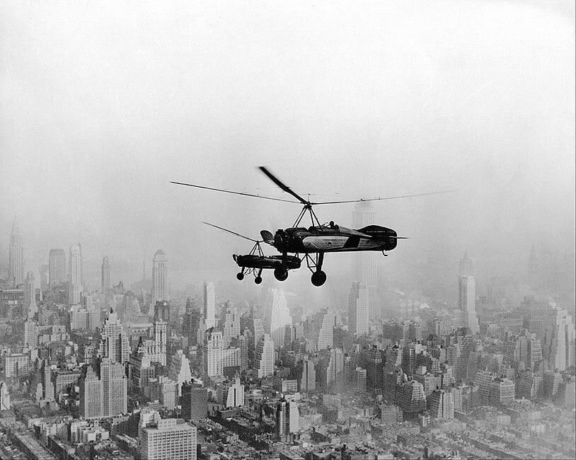 Pitcairn auto-gyros over New York City Style - A - 24x36 Inch Laminated ...