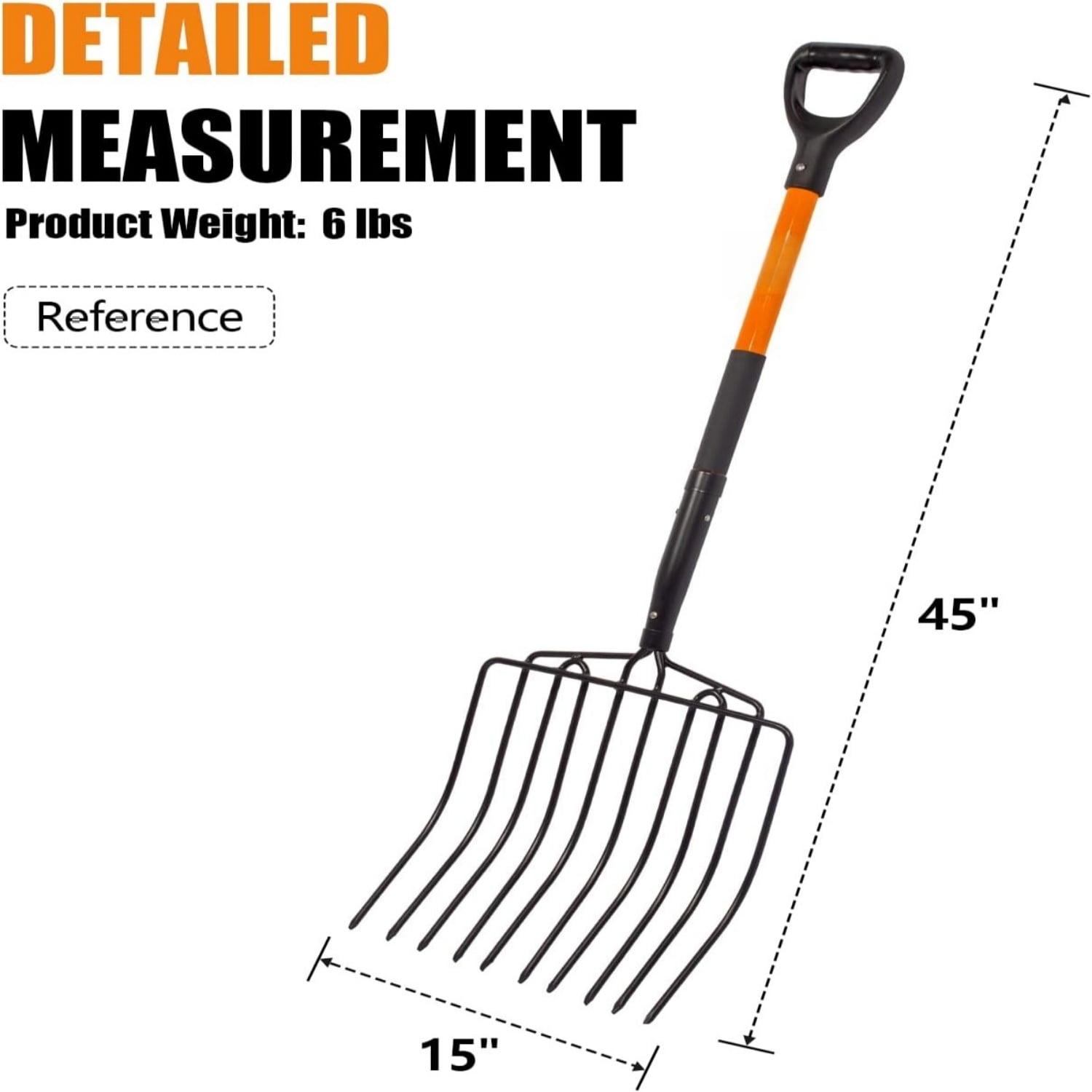 Pitch Fork for Gardening, 10 Tines Wide Pitch Fork with Fiberglass ...
