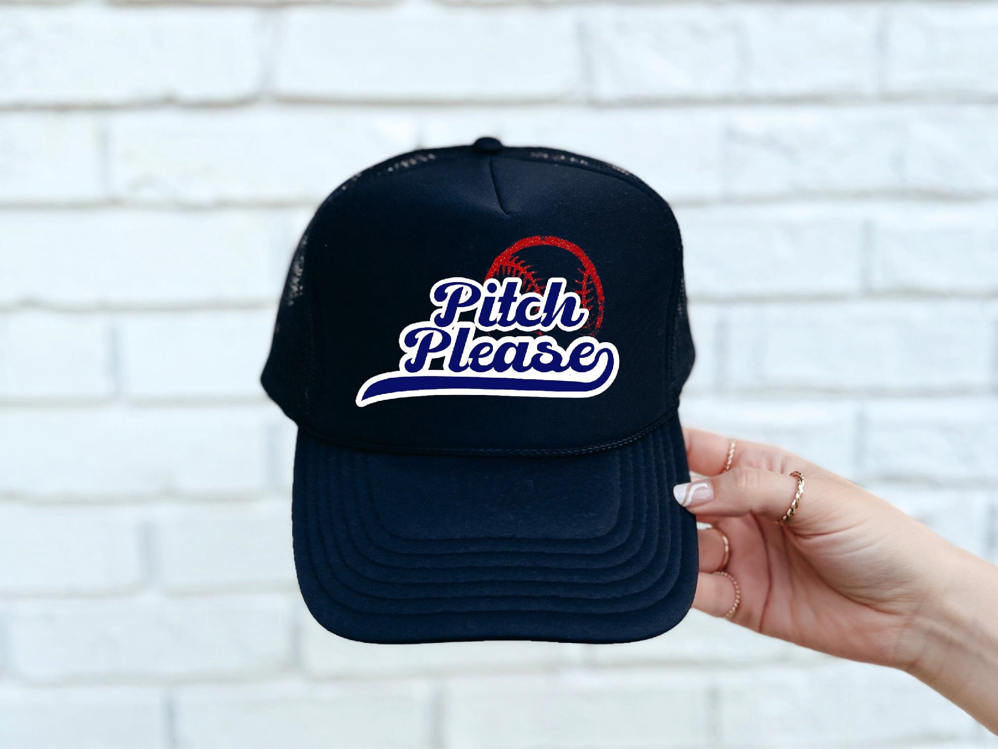 Southern Attitude Designs- Pitch Please Black Unisex Foam Trucker Hat ...