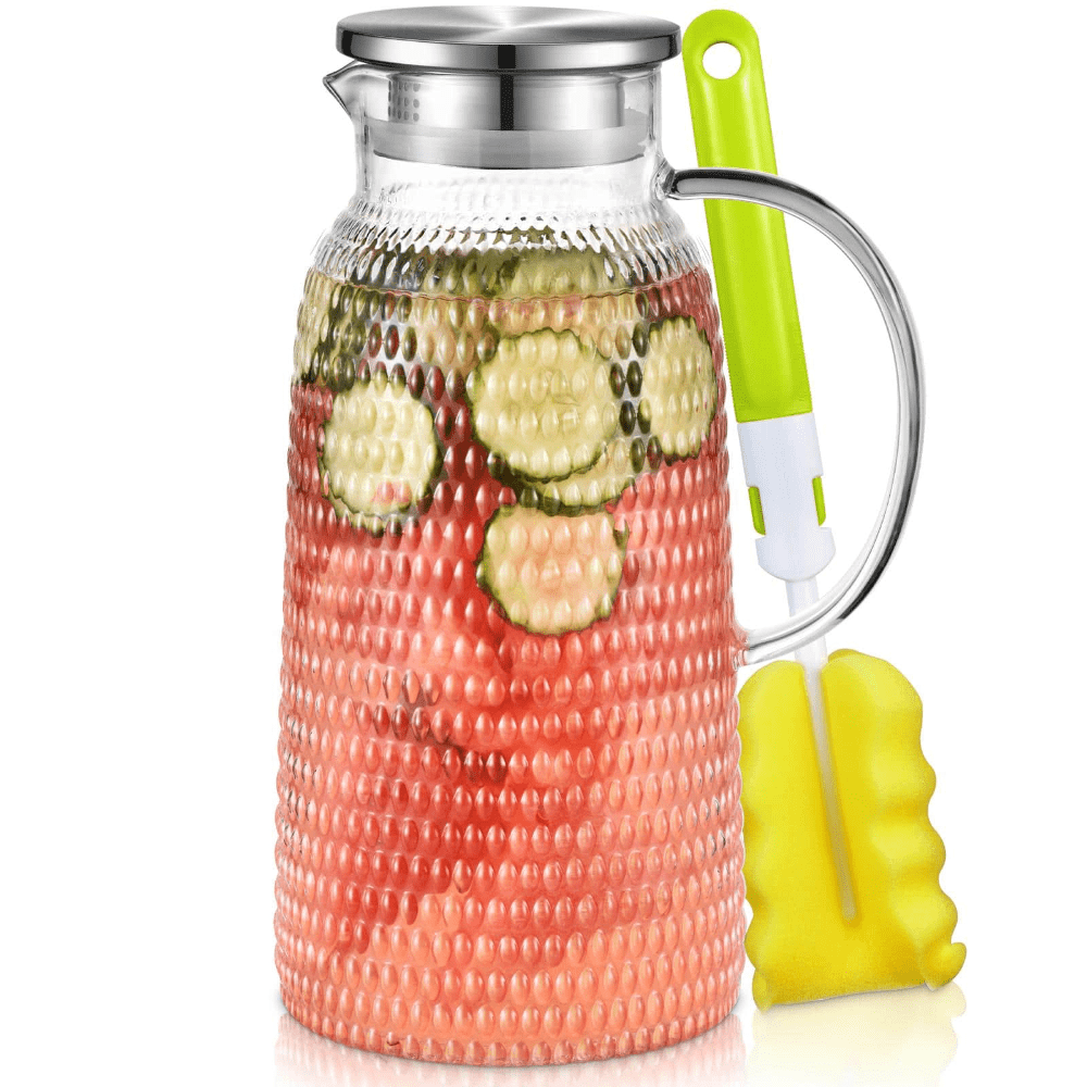 Pitcher, 81oz Glass Pitcher, Water Pitcher with Lid, Iced Tea Pitcher ...