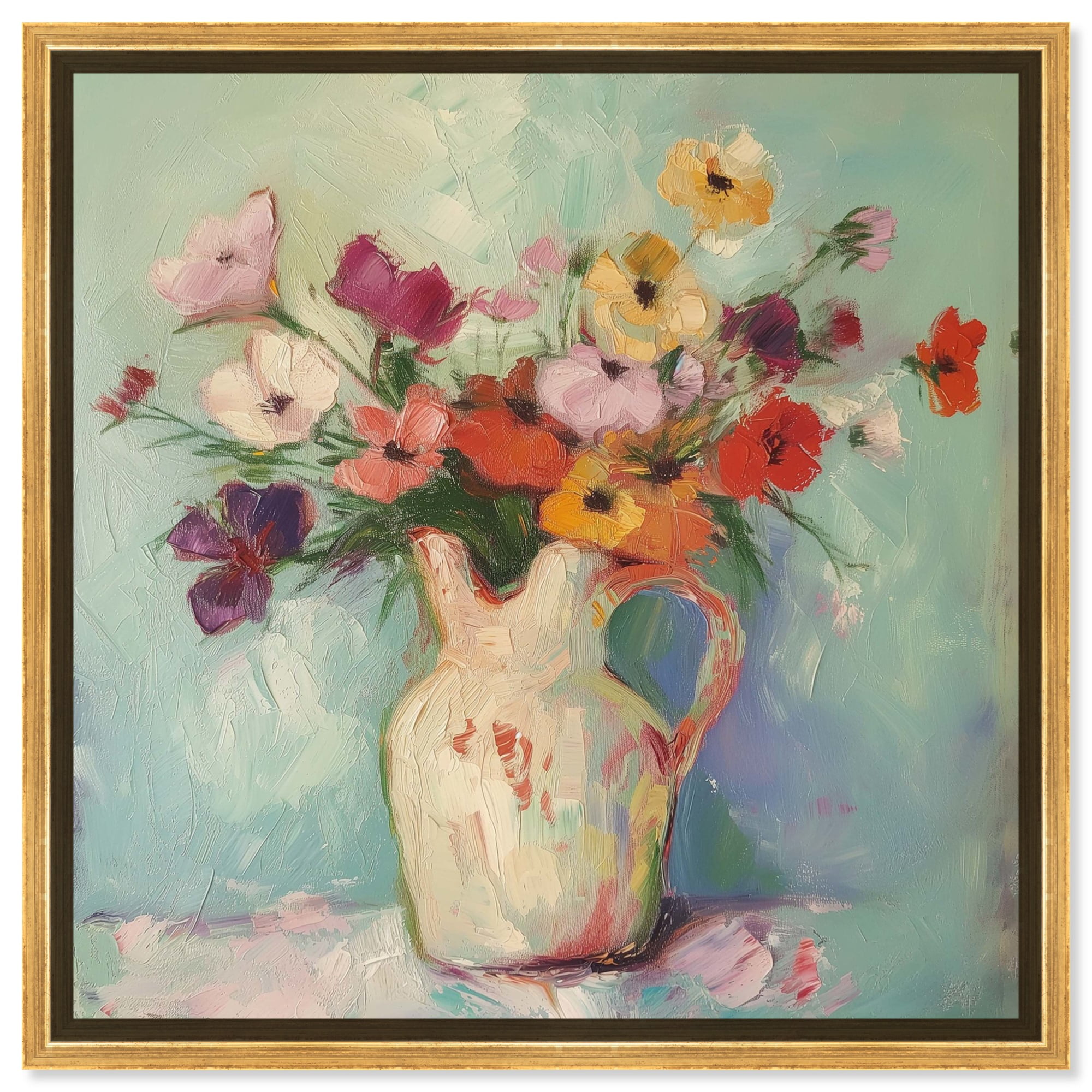 Pitcher Of Spring Flowers Canvas Flower Vase Glam Wall Art by Art ...