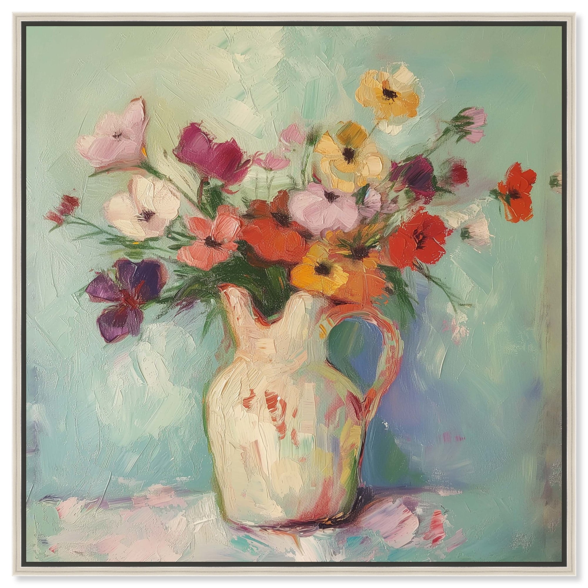 Pitcher Of Spring Flowers Canvas Flower Vase Glam Wall Art by Art ...