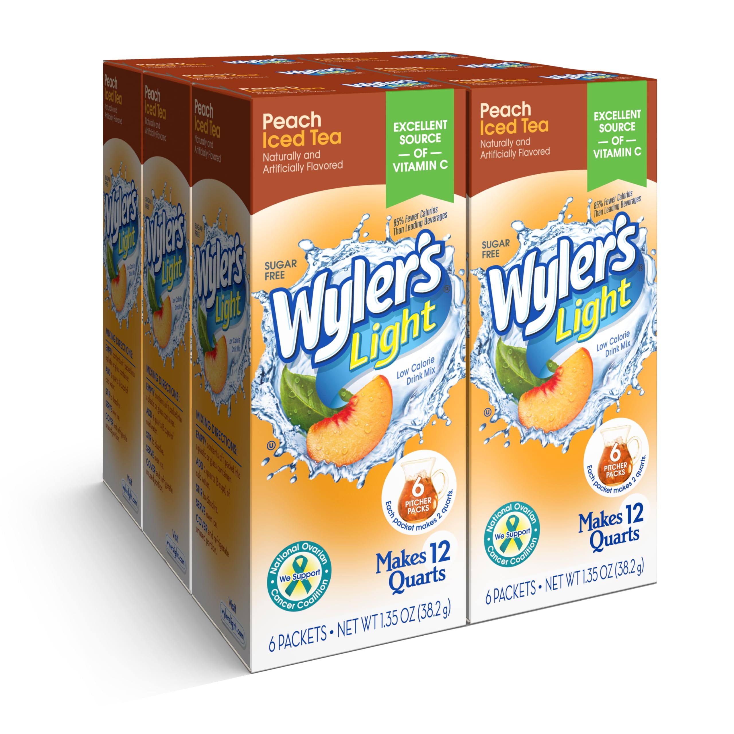 Pitcher Packs, Water Drink Mix, Peach Iced Tea, 6 Boxes (36 Pitcher ...
