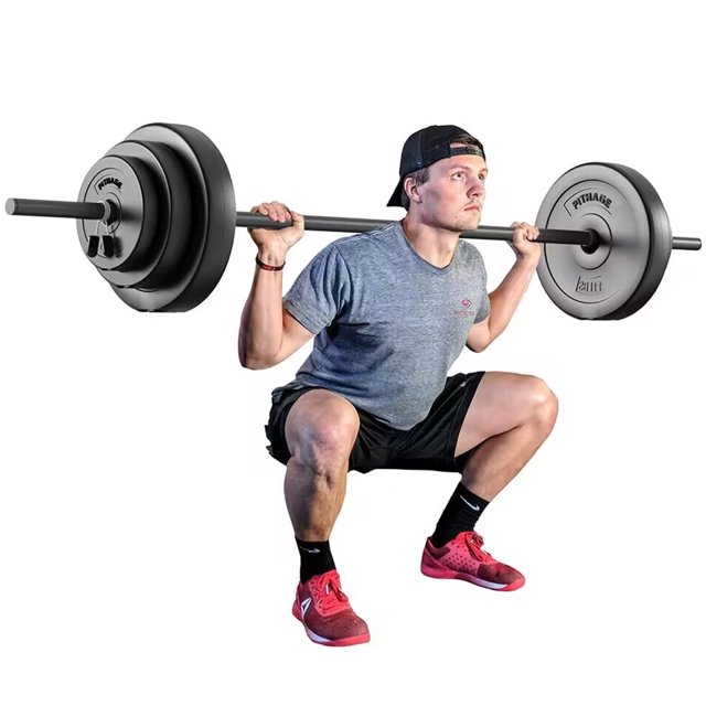 Pithage Adjustable Weightlifting Barbell Set, Home Gym Equipment with ...