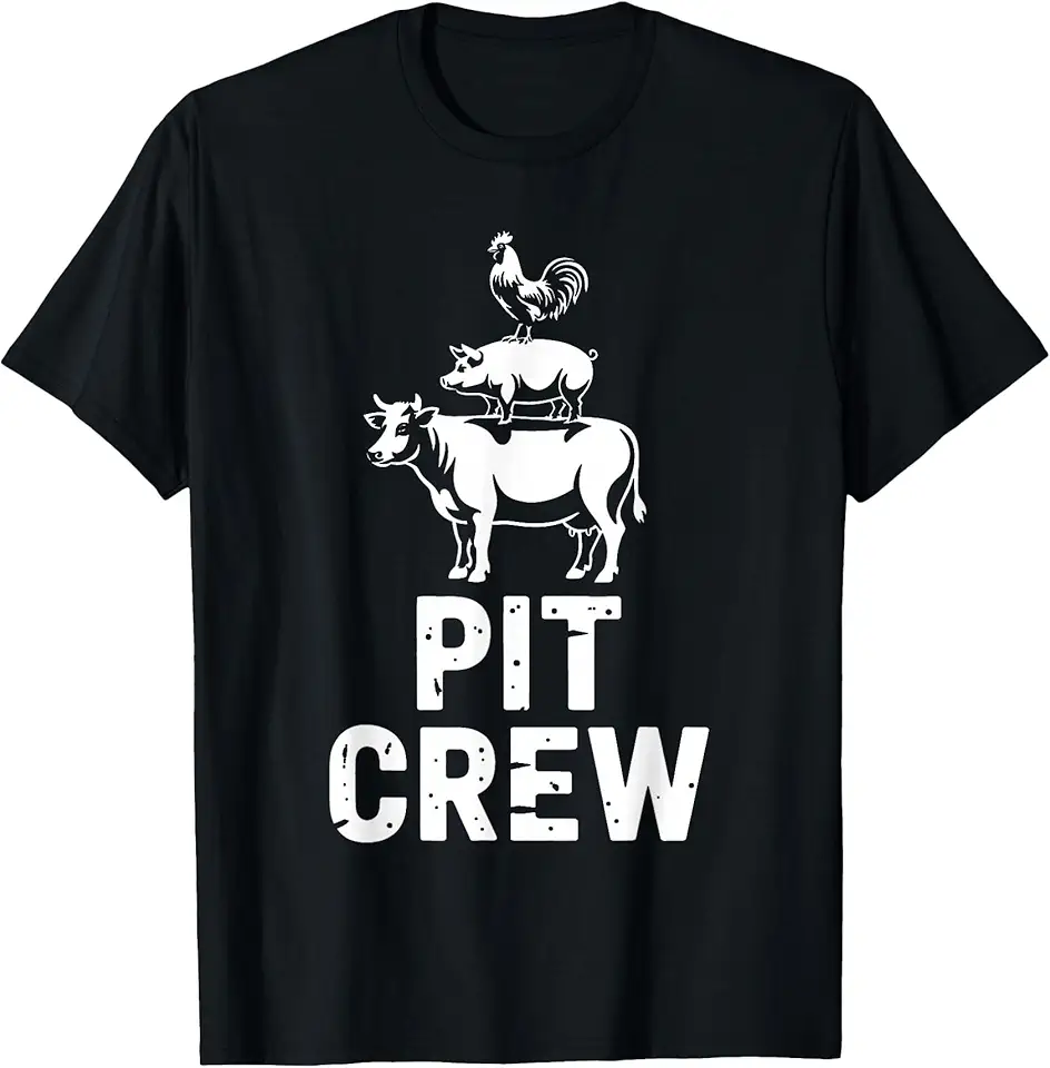 Pitmaster BBQ Pit Crew Cow Pig Chicken Stack Men Short Sleeve Tee ...