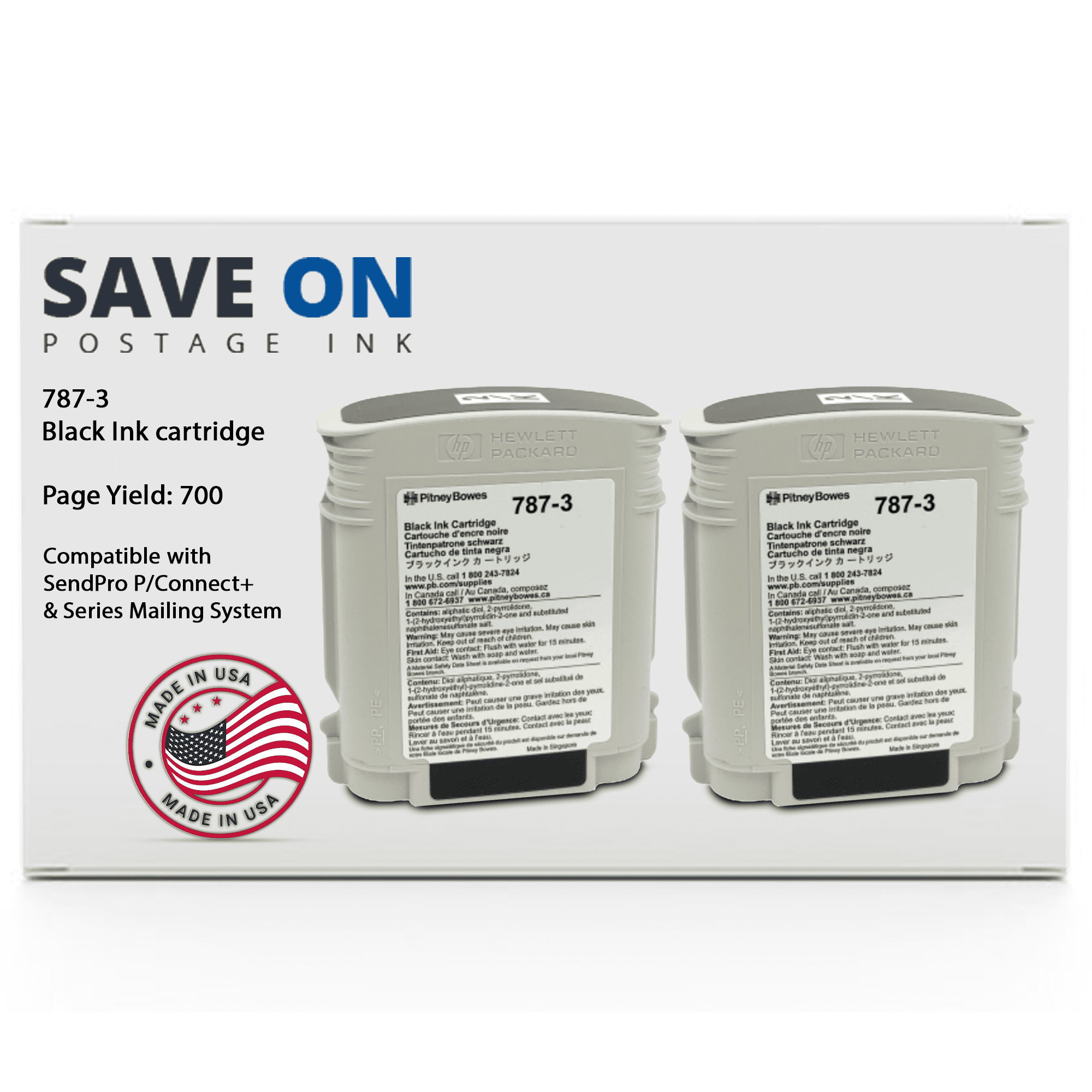 Pitney Bowes 787-3 Compatible Black Ink Cartridge (Large) for SendPro ...