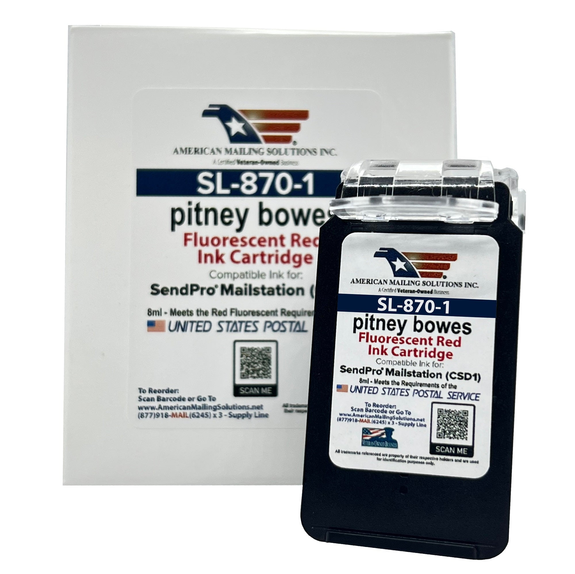 Pitney Bowes Compatible SL-870-1 Red Ink Cartridge for SendPro ...