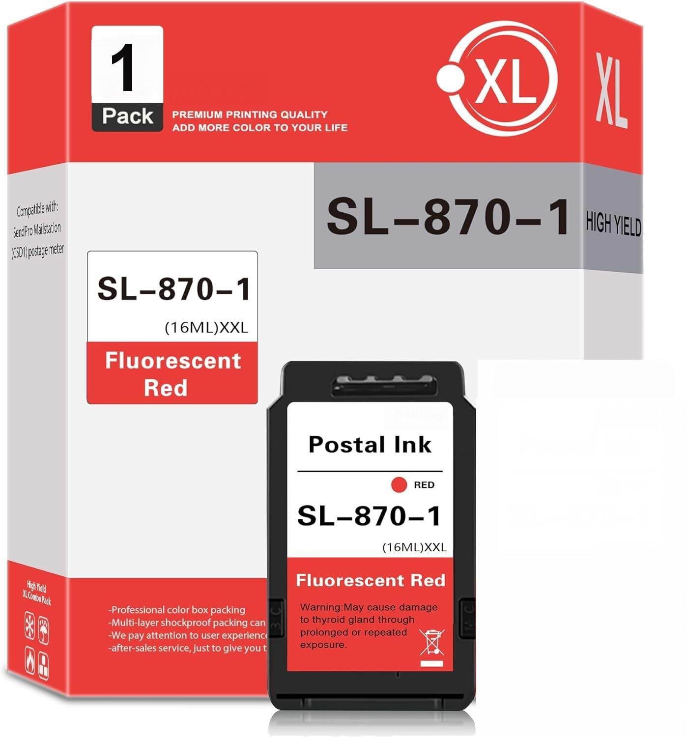 Vaaalo SL-870-1 Red Fluorescent Ink Cartridge, 16ML, High Yield for ...