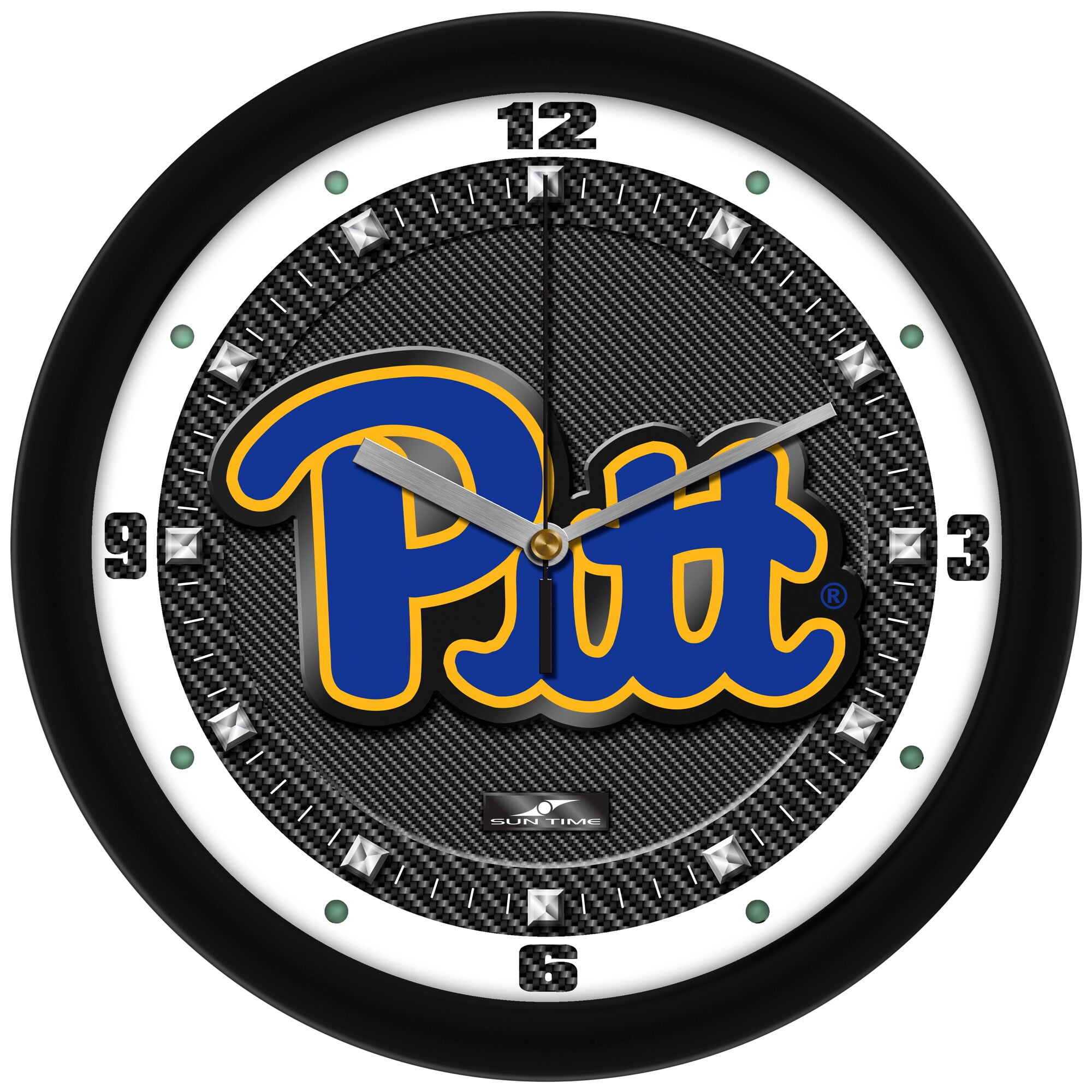 Pitt Panthers 11.5'' Suntime Premium Glass Face Carbon Fiber Wall Clock ...