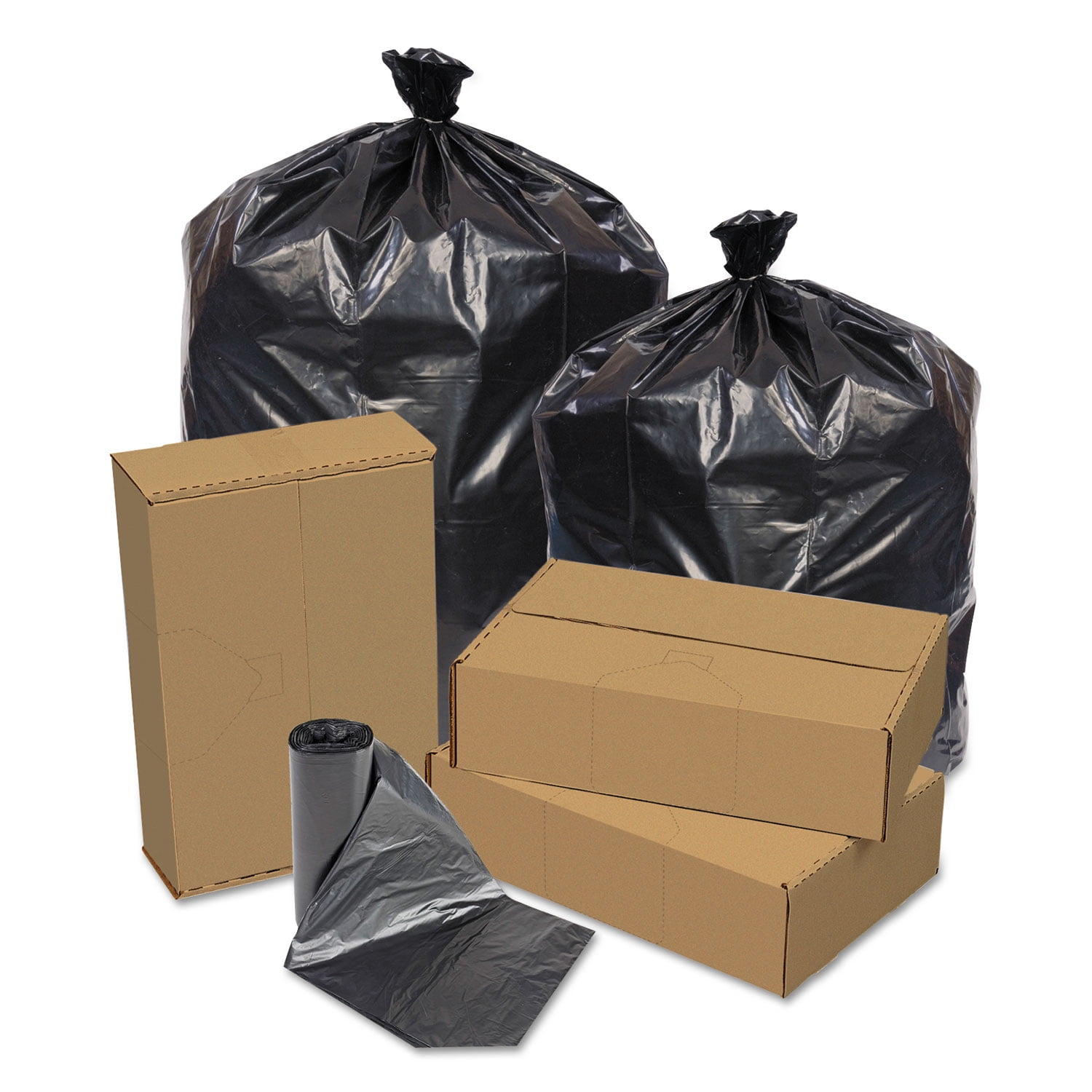 Pitt Plastics Eco Strong Can Liners, 45 Gal, 1.5 Mil, 40" X 46", Black ...