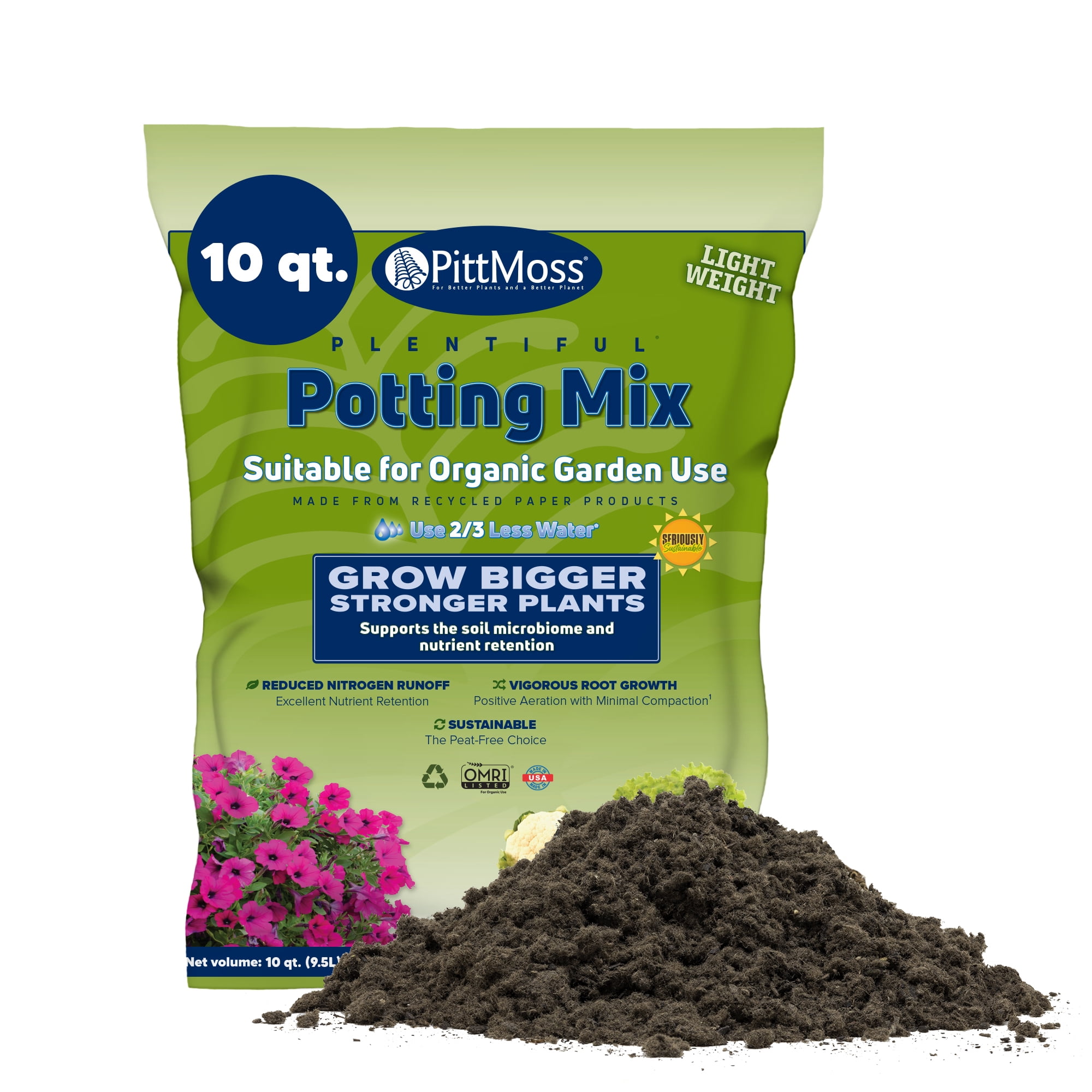 PittMoss Plentiful Organic Potting Mix Soil 10 qt - Walmart Business ...