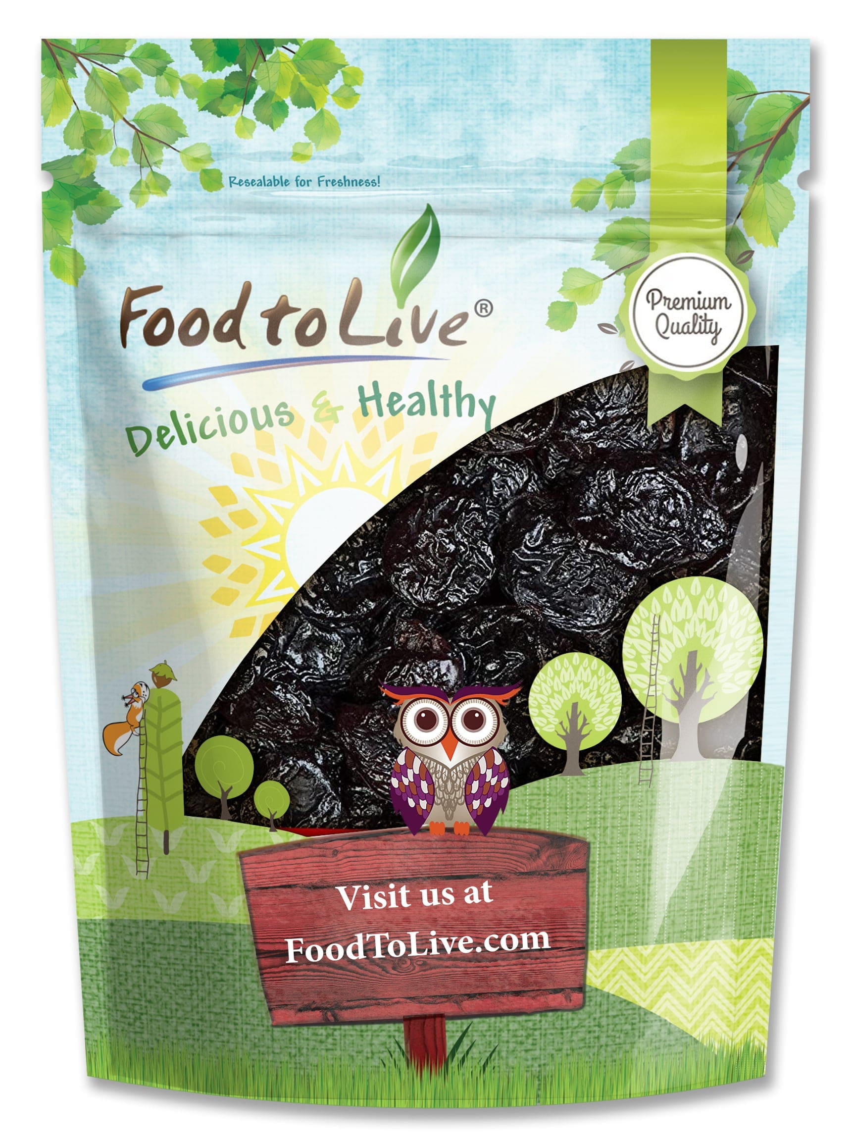 Food to Live, Pitted Prunes, 2 Pounds, Raw Vegan Kosher Dried Fruit ...