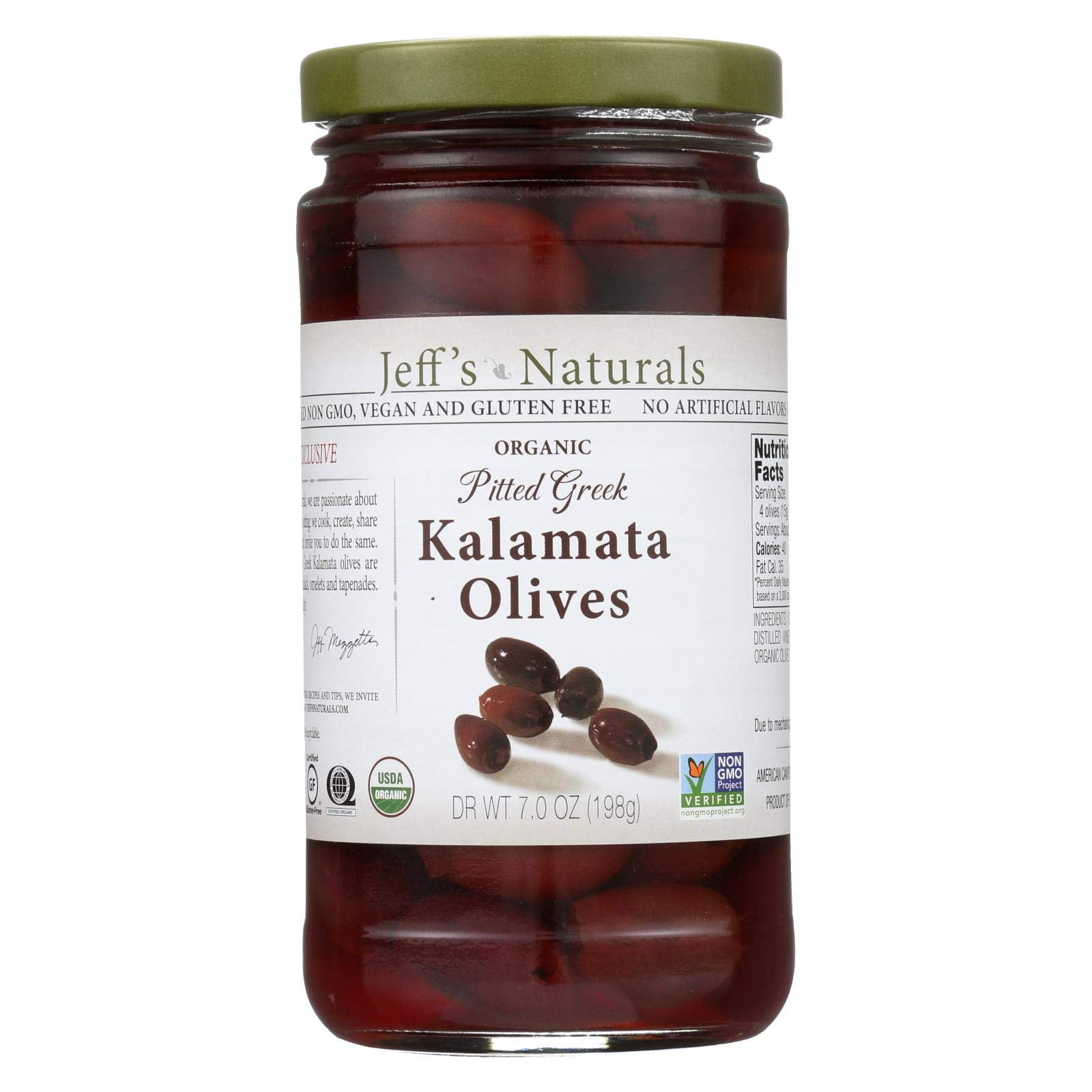 Jeff's Garden Pitted Whole Greek Kalamata Olives, Organic, 7 Ounce Jars ...