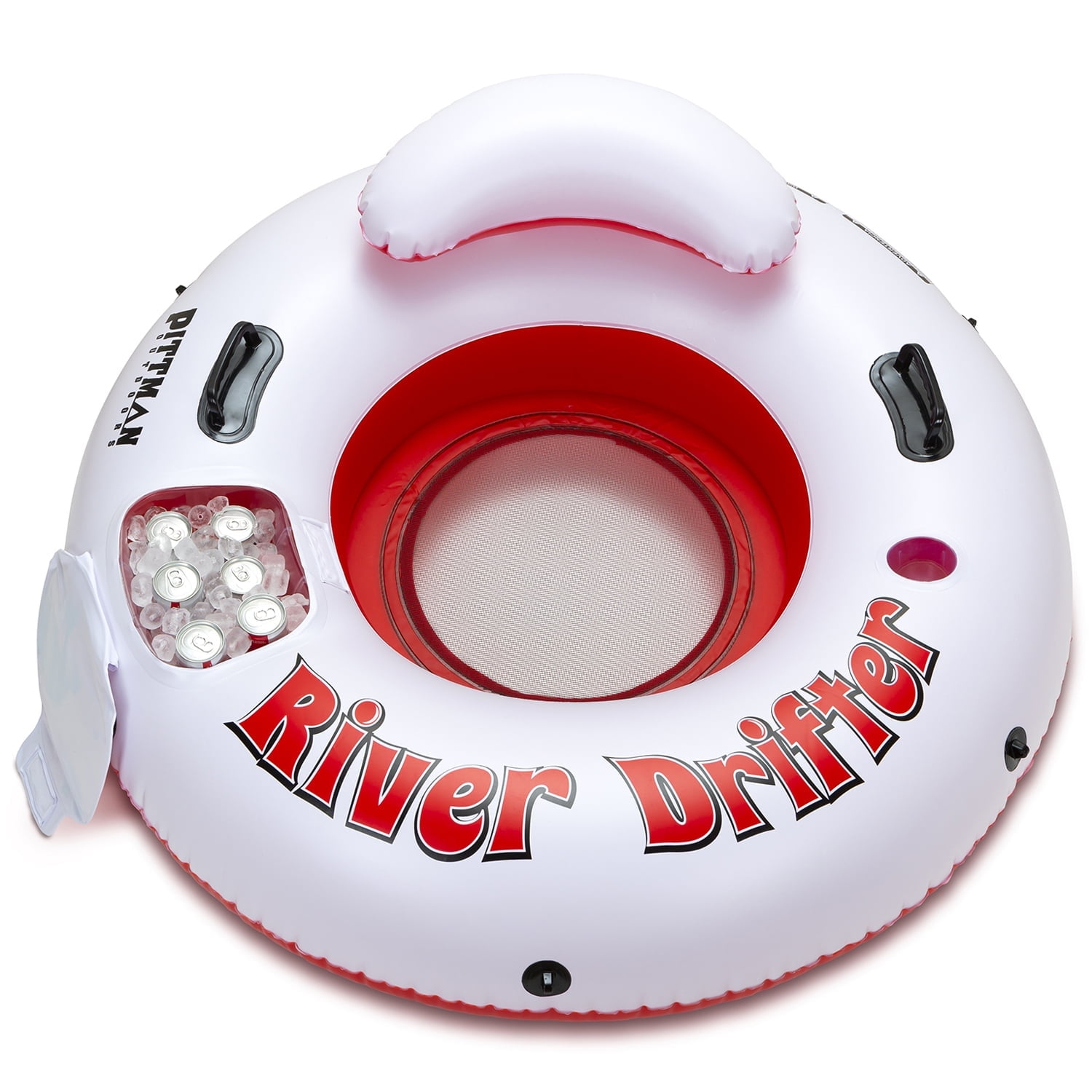 Pittman Outdoors 1 Person River Float Tube w/ Built-In 6 Can Ice Chest ...