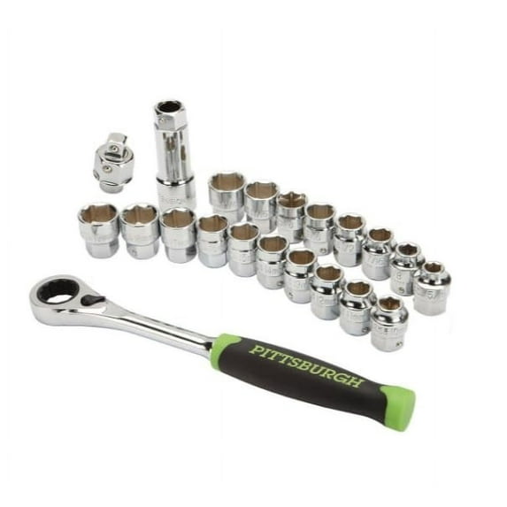Pittsburgh 21 Piece SAE & Metric Go-Thru Socket Set Reversible ...
