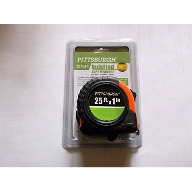 Pittsburgh 25 ft. x 1-Inch Retractable Extra Long Wide QuikFind Tape ...