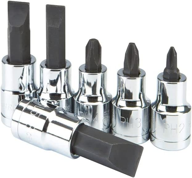 Pittsburgh 6 Piece 1/2" Drive Screwdriver Bit Socket Set - Walmart.com