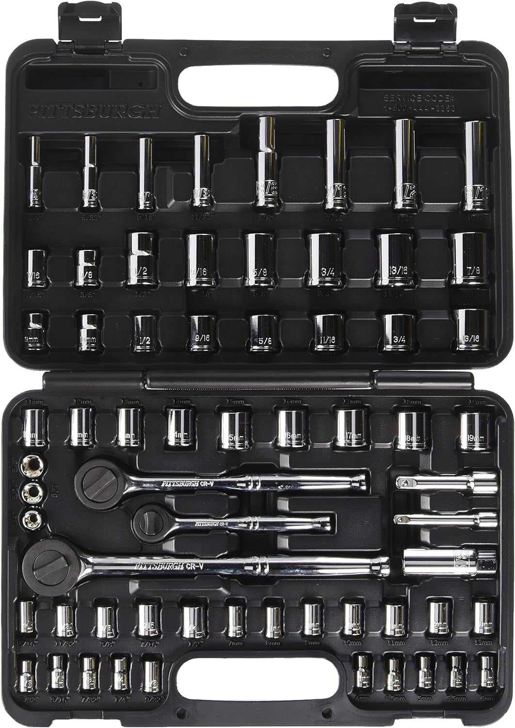 Pittsburgh 64 Piece 1/4, 3/8 and 1/2 Socket Set - Walmart.com