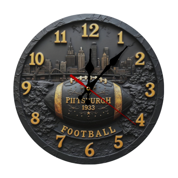 Pittsburgh Football 10-Inch Round Wooden Wall Clock - , Farmhouse Style ...