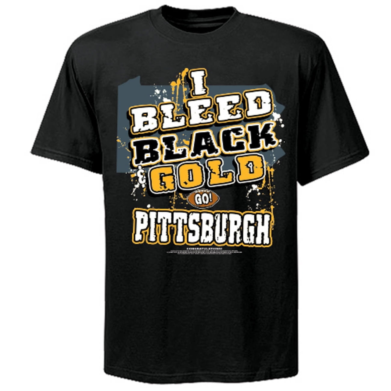Pittsburgh Football "I Bleed Black & Gold - GO Pittsburgh!" Black T ...