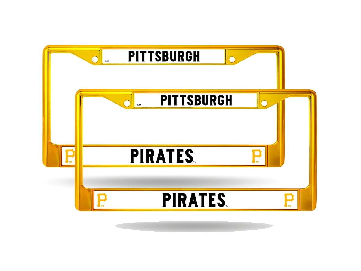 Pittsburgh MLB Pirates Gold Yellow Painted Chrome Metal (2) License ...