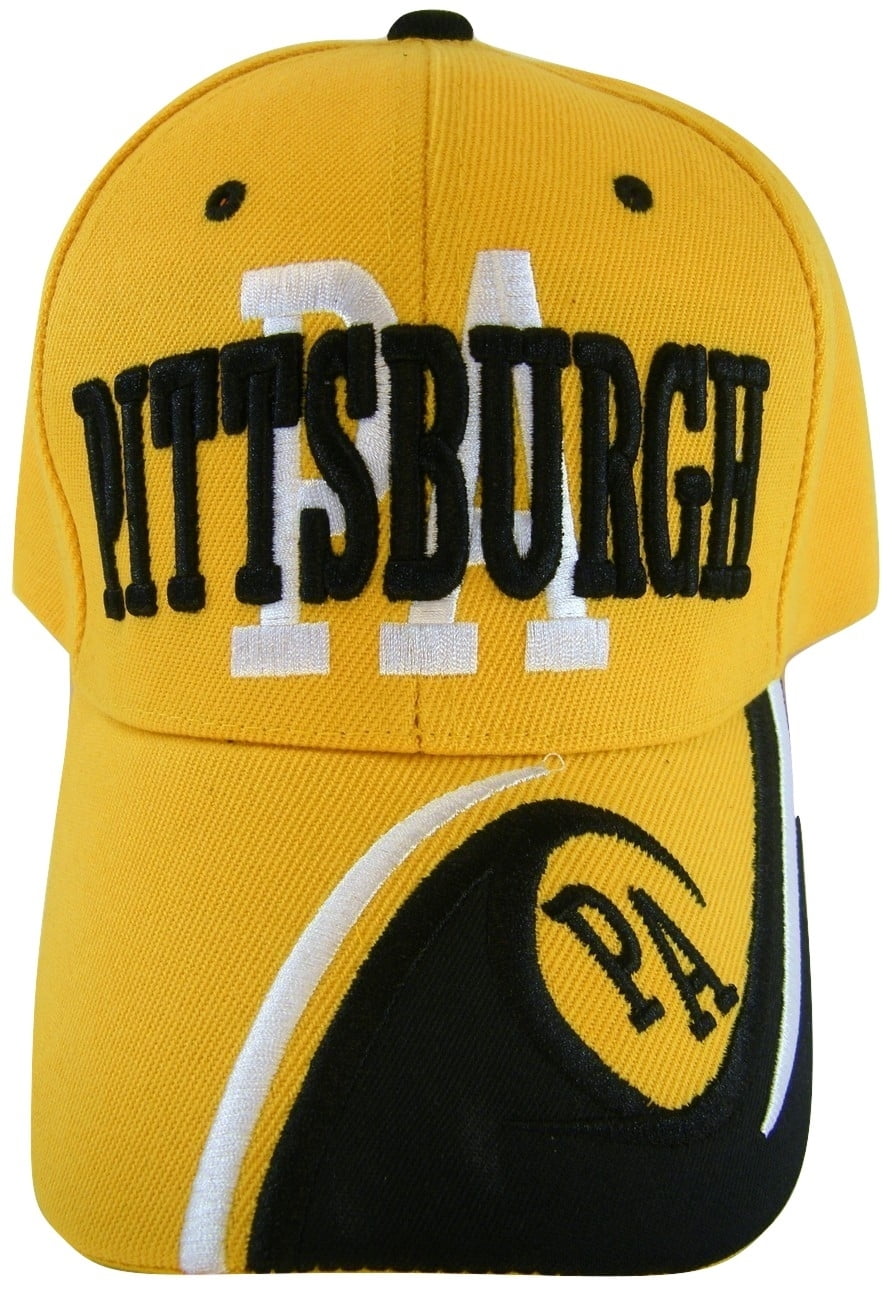Pittsburgh Men's PA Wave Pattern Adjustable Baseball Cap (Gold/Black ...