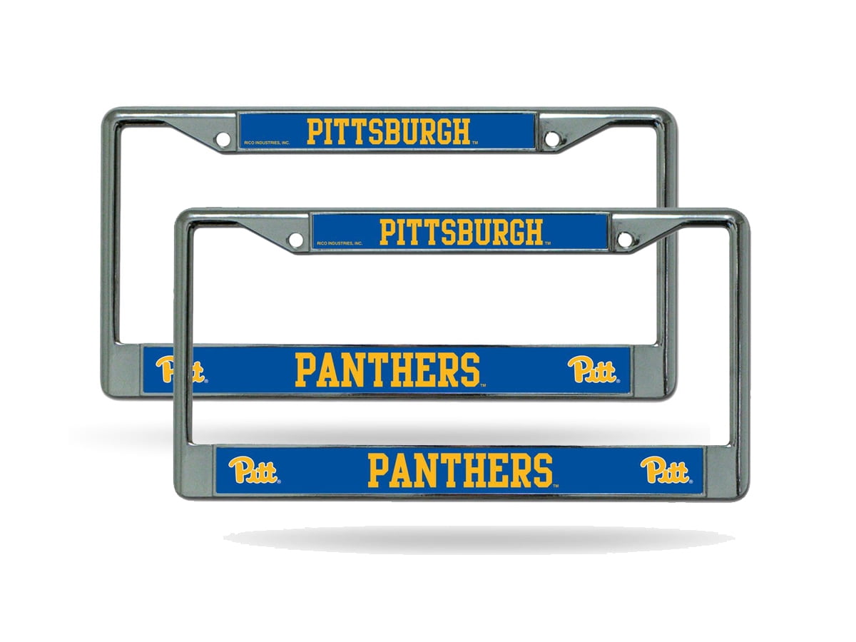 Pittsburgh PITT Panthers Chrome Metal (2) License Plate Frame Set ...