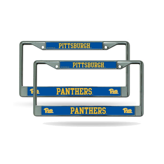 Pittsburgh PITT Panthers Chrome Metal (2) License Plate Frame Set ...