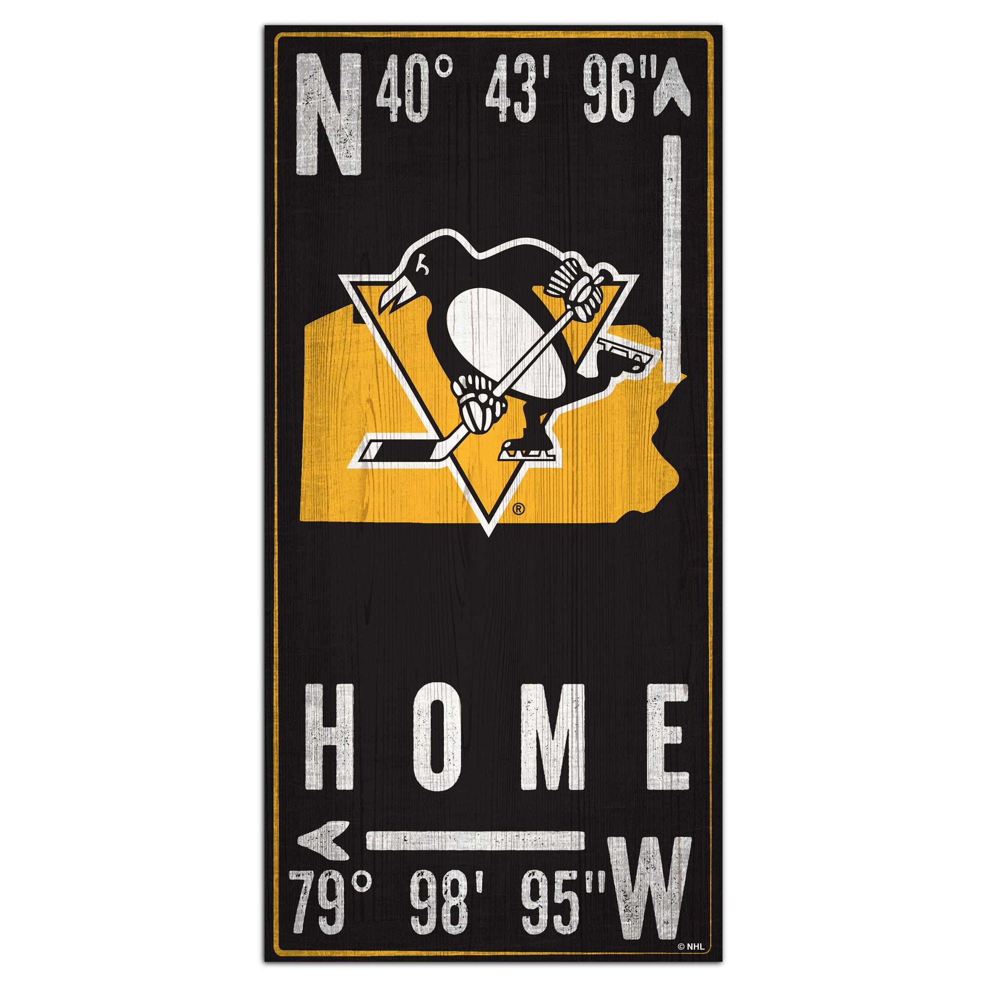 Pittsburgh Penguins 6'' x 12'' Team Coordinate Sign - Walmart.com