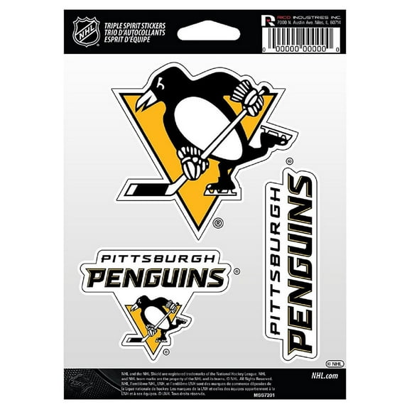 Pittsburgh Penguins Multi Sticker Triple Decal Sheet, 5x7 Inch, Flat ...