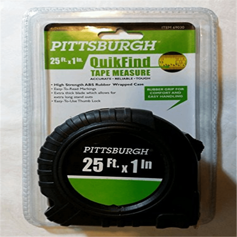 Pittsburgh QuikFind Tape Measure, 25 Foot by 1 Inch, Easy to Read, High ...