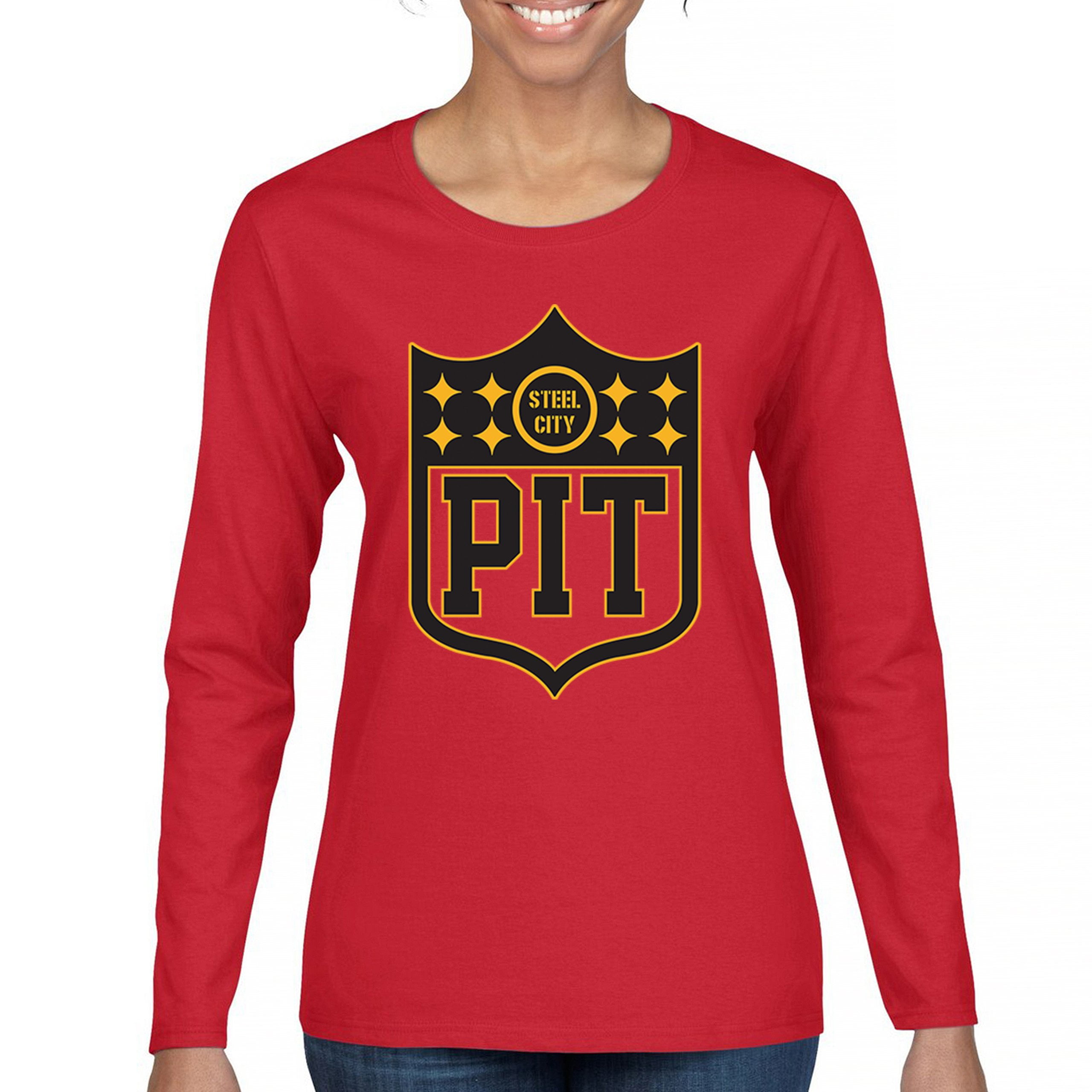 Pittsburgh Shield Women's Long Sleeve T-shirt Game Day Fantasy Football ...