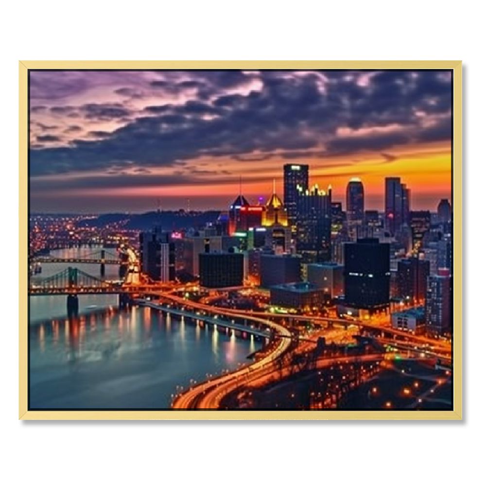 Pittsburgh Skyline Wall Art Painting on Canvas Pennsylvania Cityscape ...
