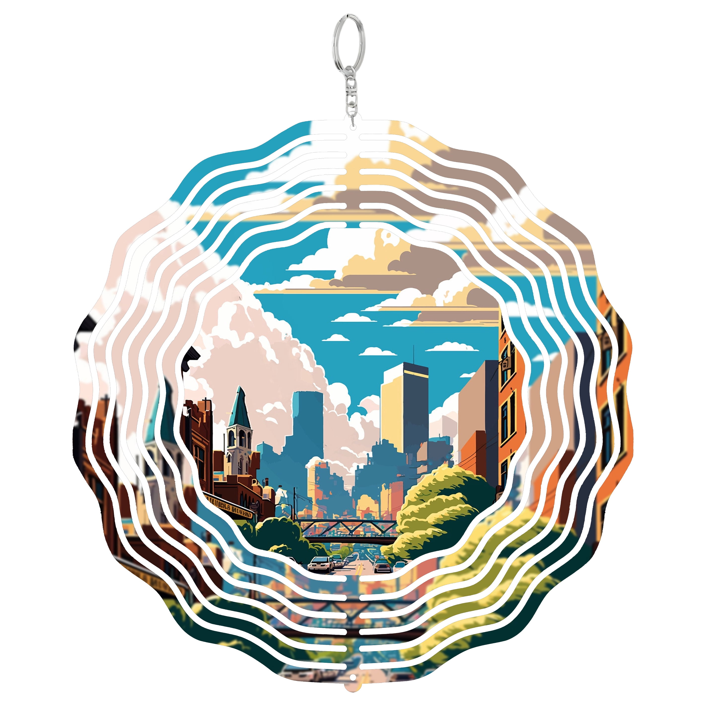 Pittsburgh Skyline Wind Spinner, Kinetic 3D Steel City Garden Art ...