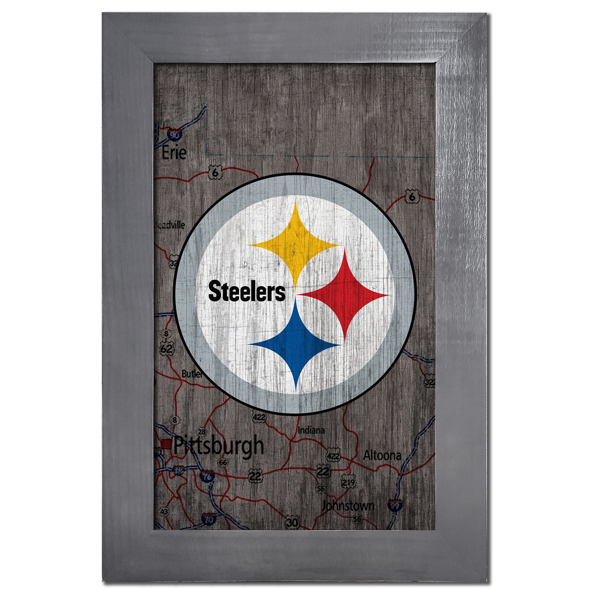 Pittsburgh Steelers 11'' x 19'' Framed Team City Map Sign - Walmart.com