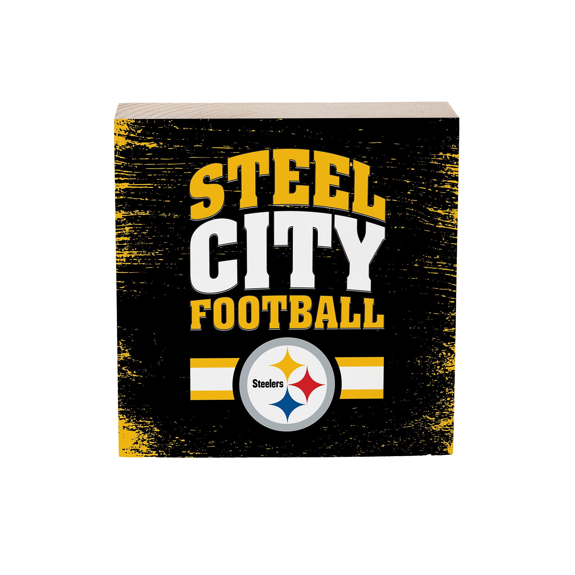 Pittsburgh Steelers 6" Square Fan Chant Wood Block Shelf Sign - Walmart.com