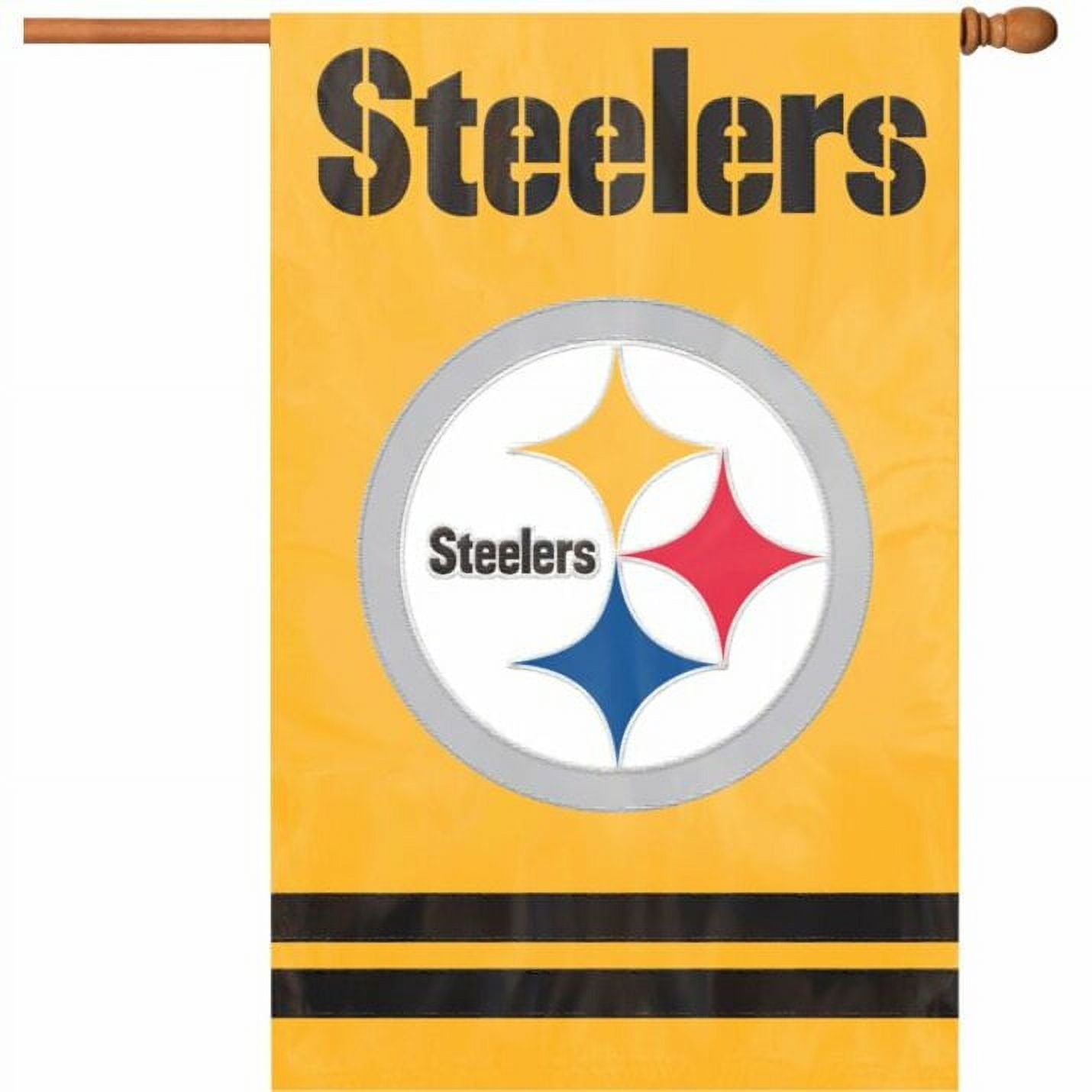 Pittsburgh Steelers Applique Banner Flag Yellow 44" x 28" Double-sided ...