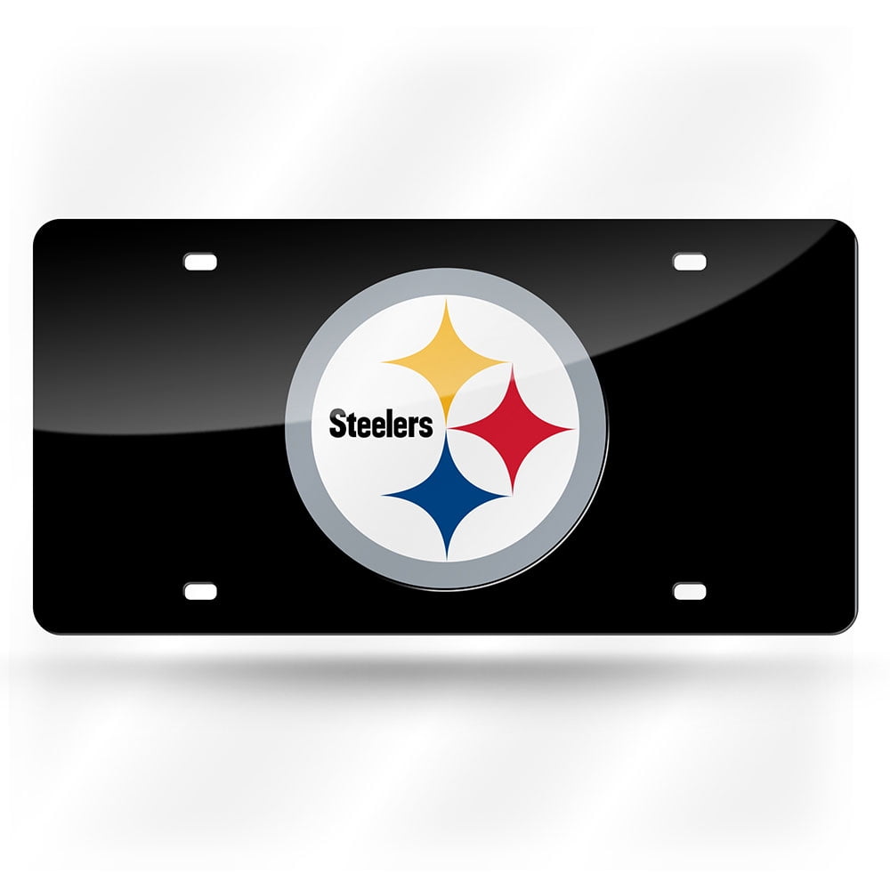 Pittsburgh Steelers Premium Laser Cut Tag License Plate, Black Mirrored ...
