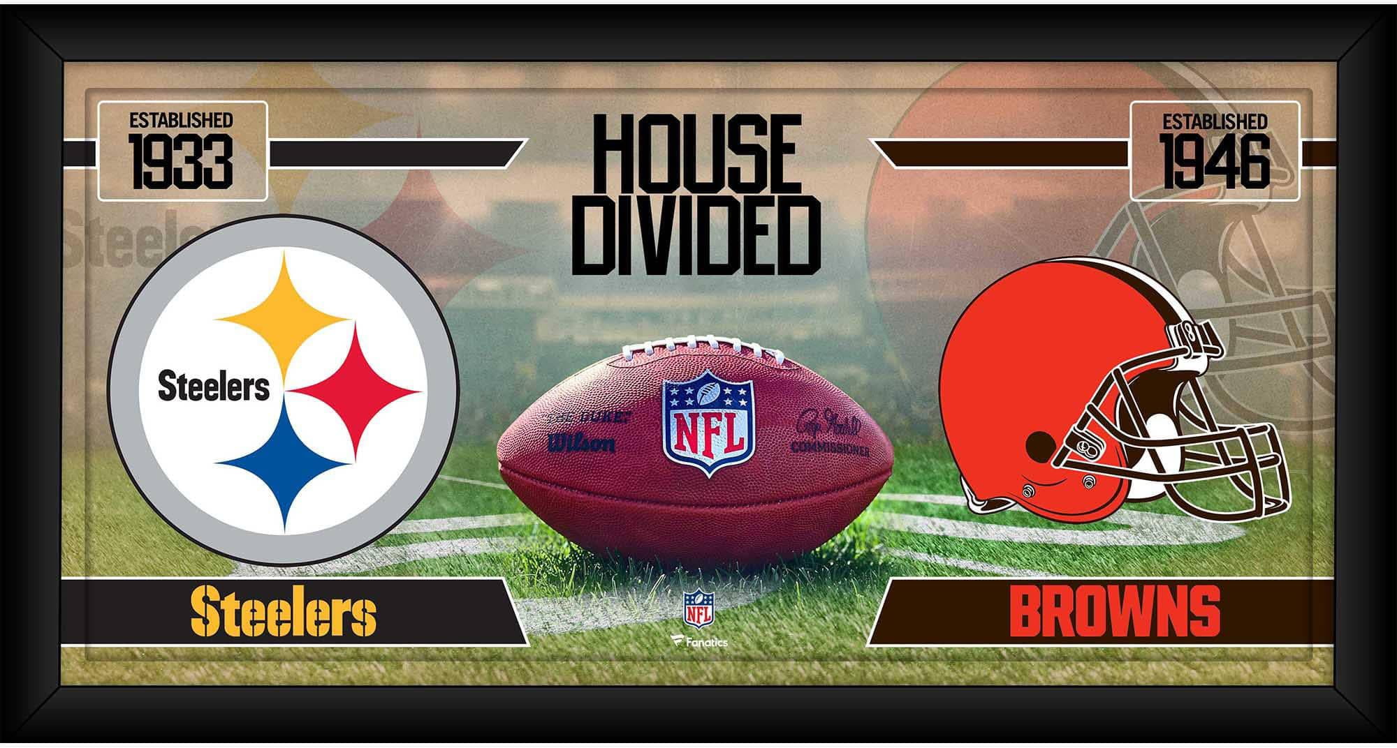 Pittsburgh Steelers vs. Cleveland Browns Framed 10" x 20" House Divided ...