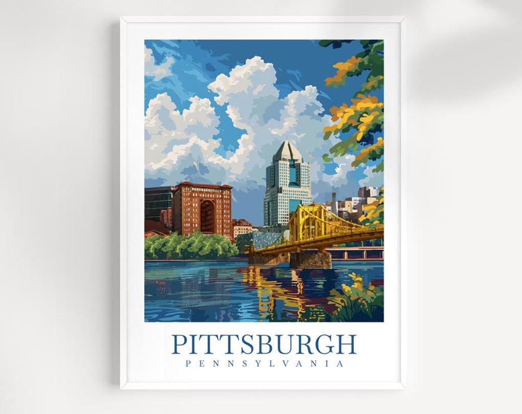 Pittsburgh Travel Print Wall Art Pittsburgh Wall Hanging Home Décor ...