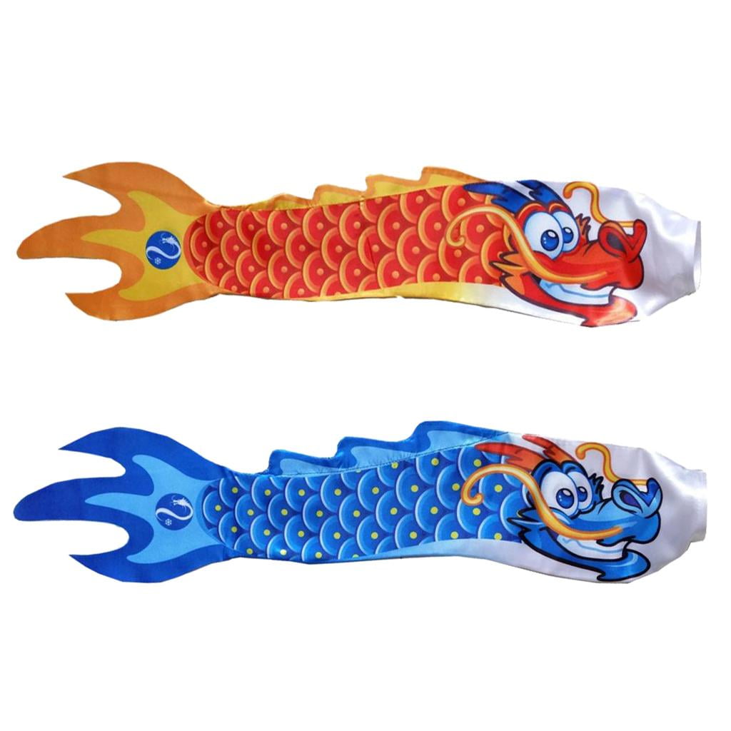 Pitycbo 2x 70cm Chinese Dragon Windsock Carp Flag Kite Streamer Blue ...