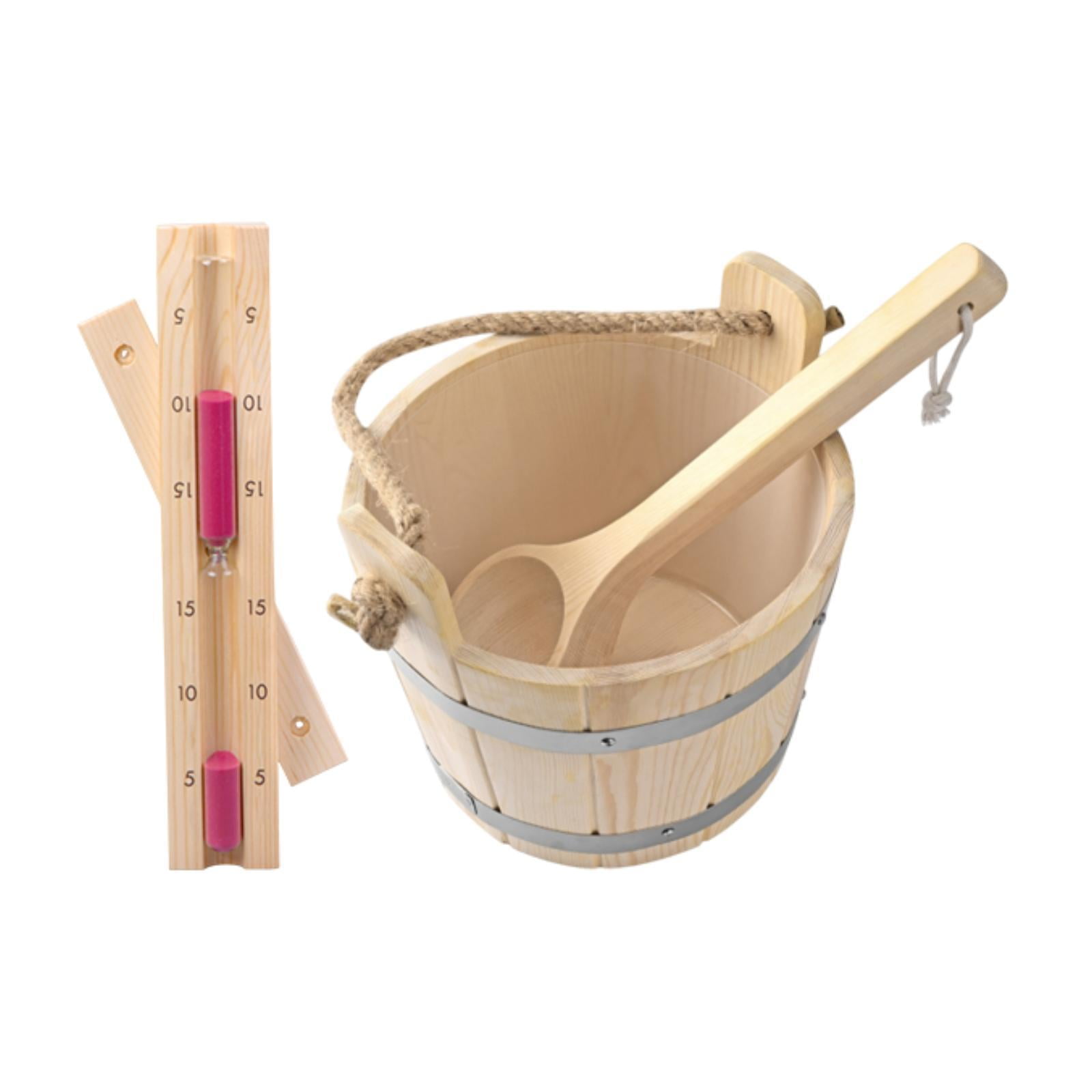Pitycbo Sauna Bucket with Ladle Sauna Hourglass Timer 5L for Bath Steam ...