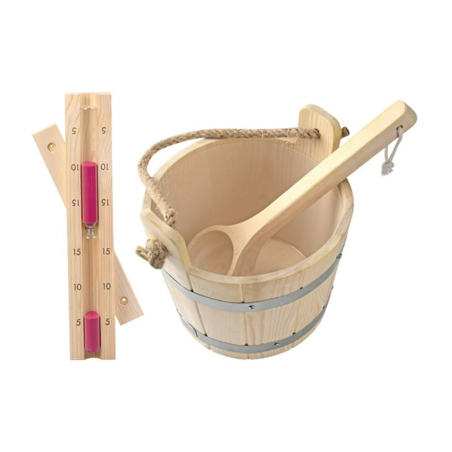Pitycbo Sauna Bucket with Ladle Sauna Hourglass Timer 5L for Bath Steam ...