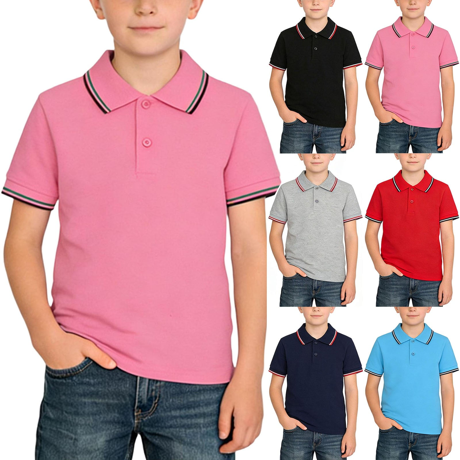 Piuwrlz Boys polo Shirt 9 Years for Kids School Uniform Shirt Stripe ...