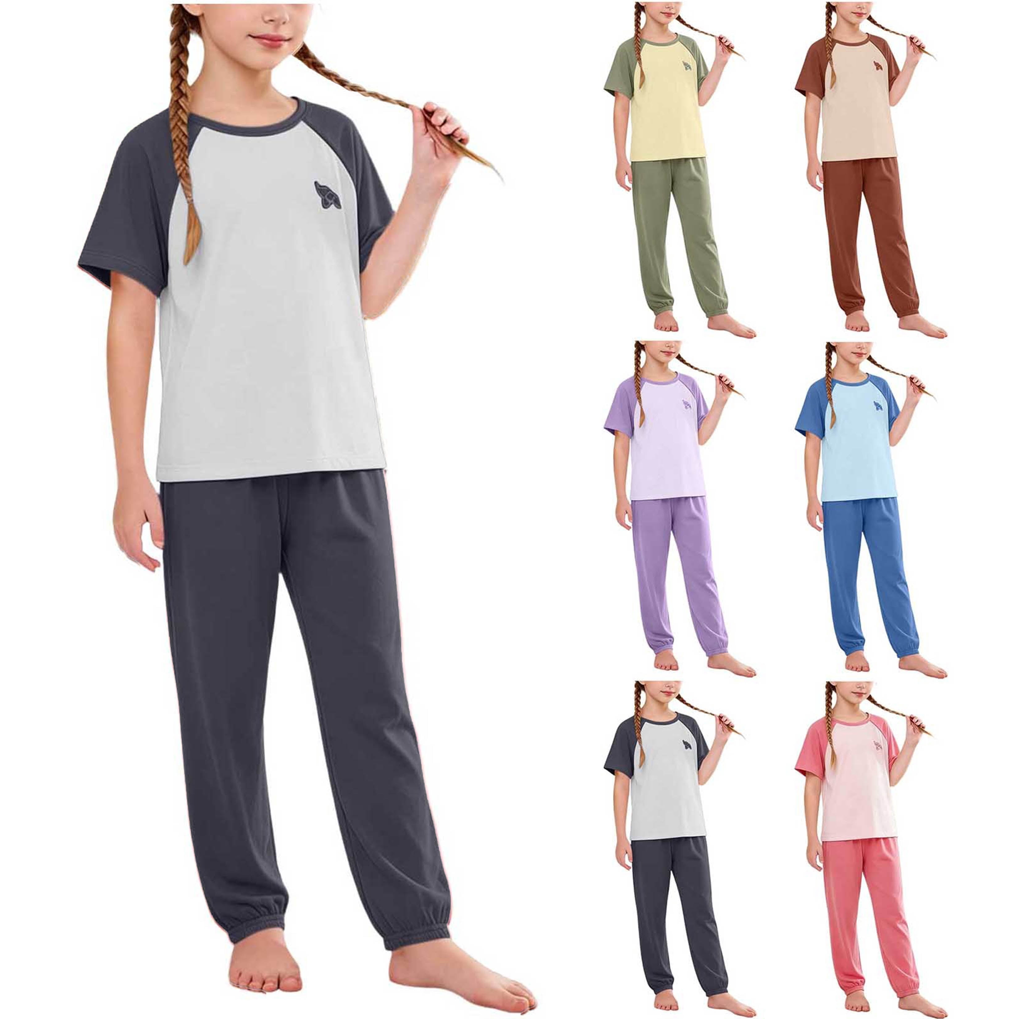Piuwrlz Girls Two Piece Sets 9-10 Kids Outfit Set Crew Neck Sweat T ...