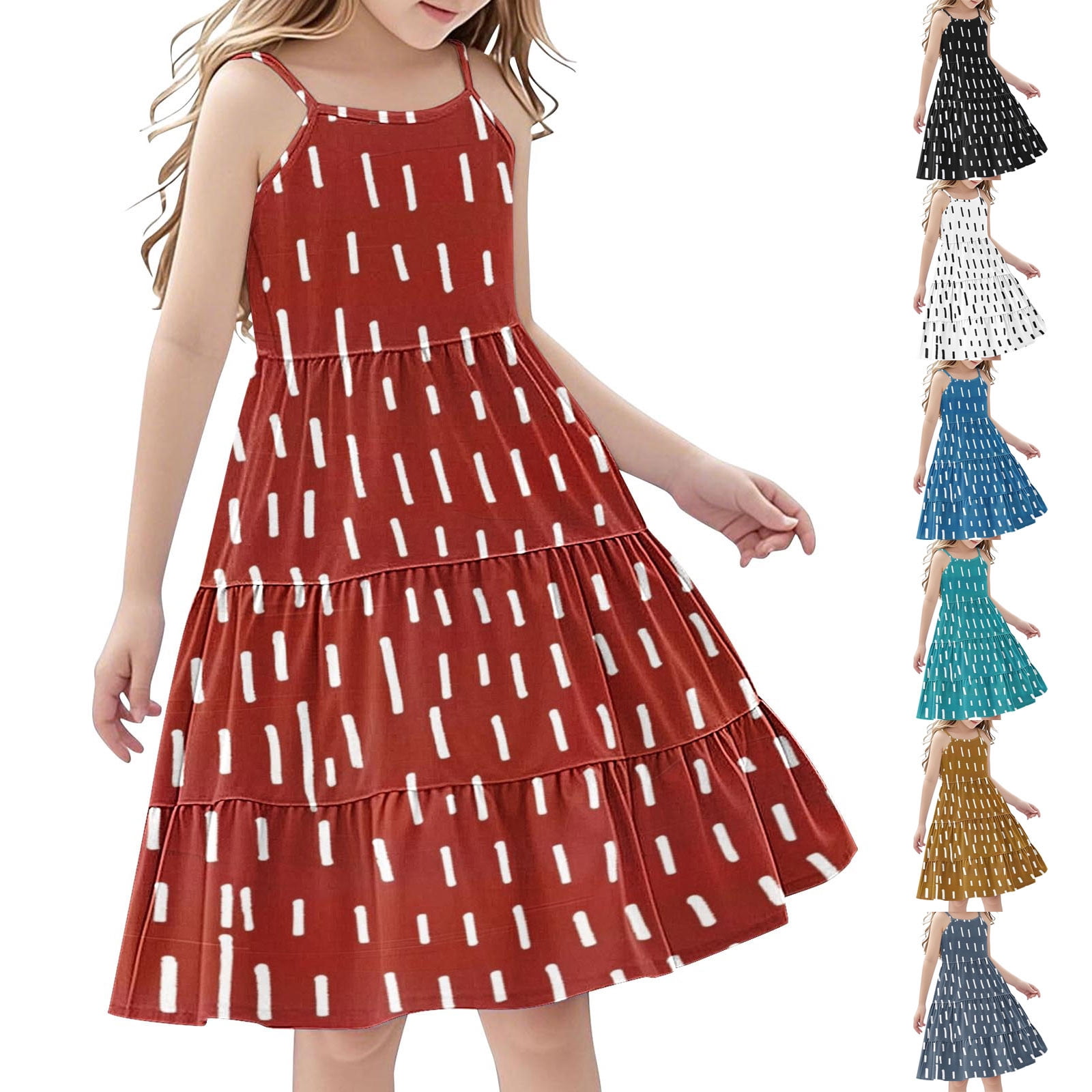 Piuwrlz Summer Dresses for Girls Casual Play Dresses Pleated Skirts ...