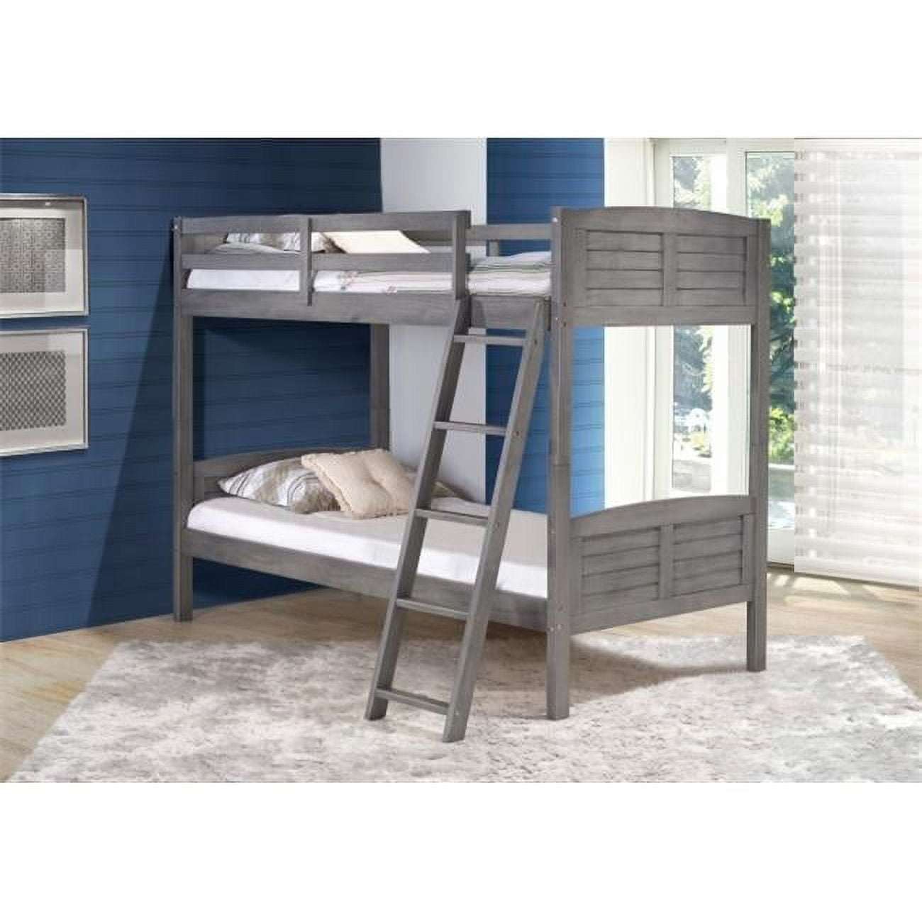 Pivot Direct PD-2010TTAG Twin over Twin Louver Bunk Bed in Antique Grey ...