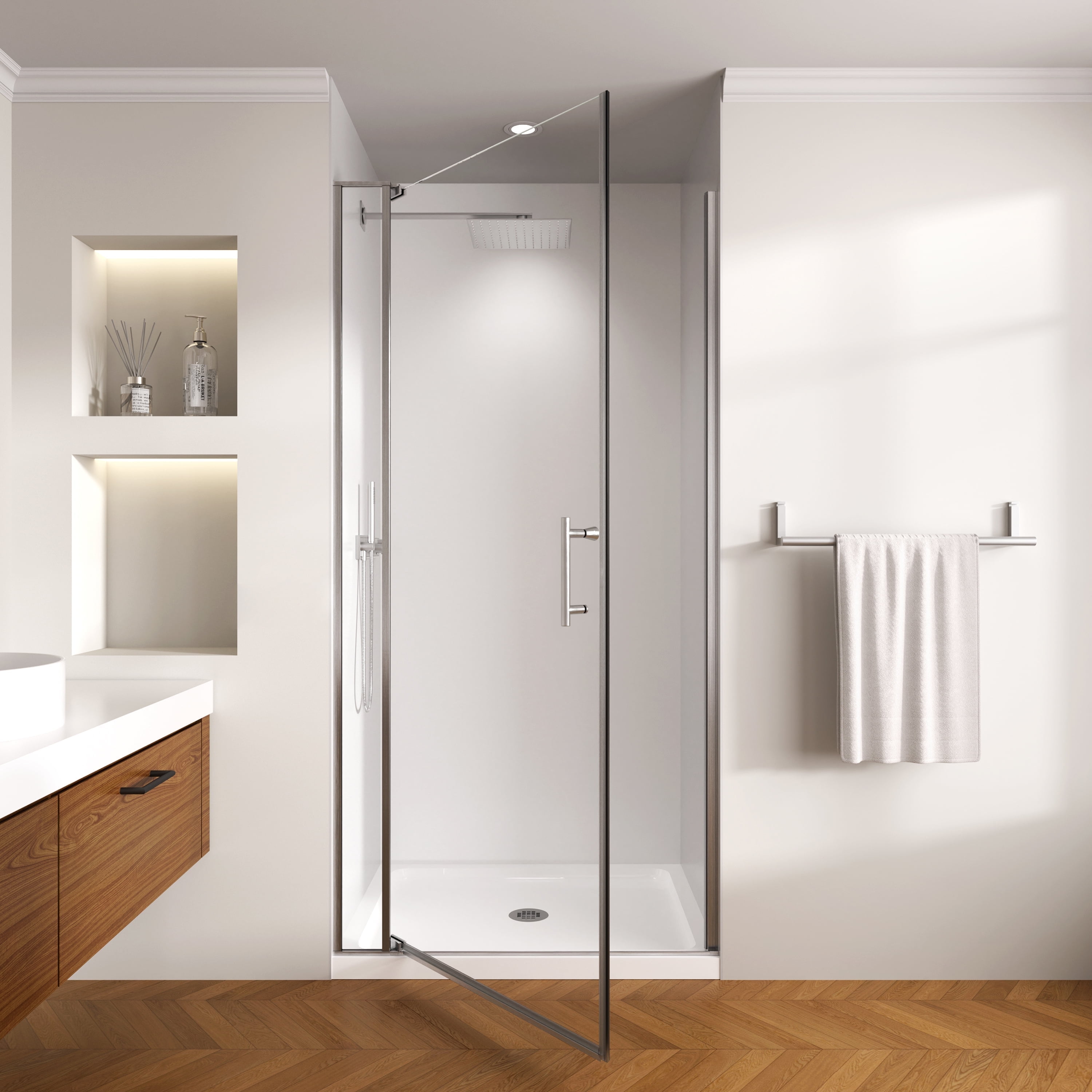 Pivot Shower Door 32-36" W x 72" H Frameless Swing Glass Shower Door ...