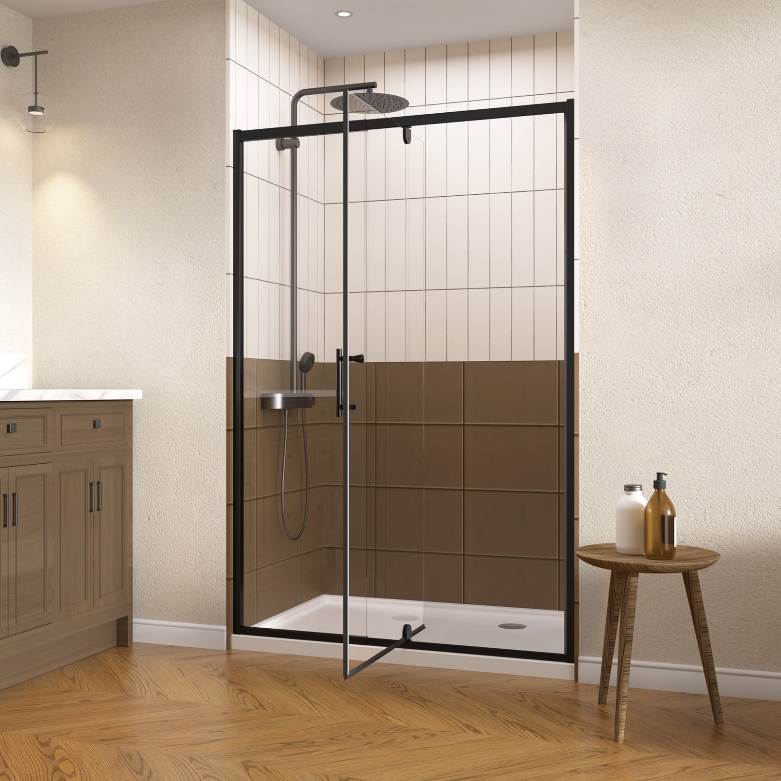 Pivot Shower Door, 50-54" W X 71" H Swing Glass Shower Door With 1/4 ...