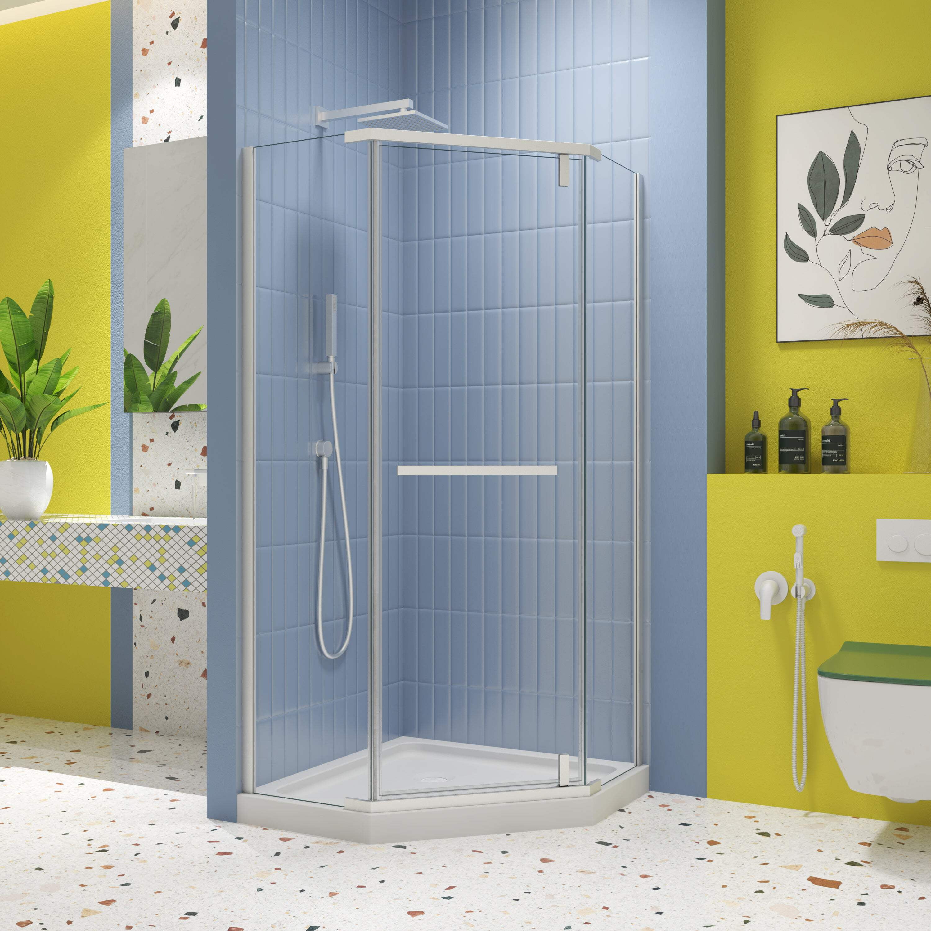 Pivot Shower Door, With 1 4" Tempered Glass34.75 In. X 72 In. Frameless ...